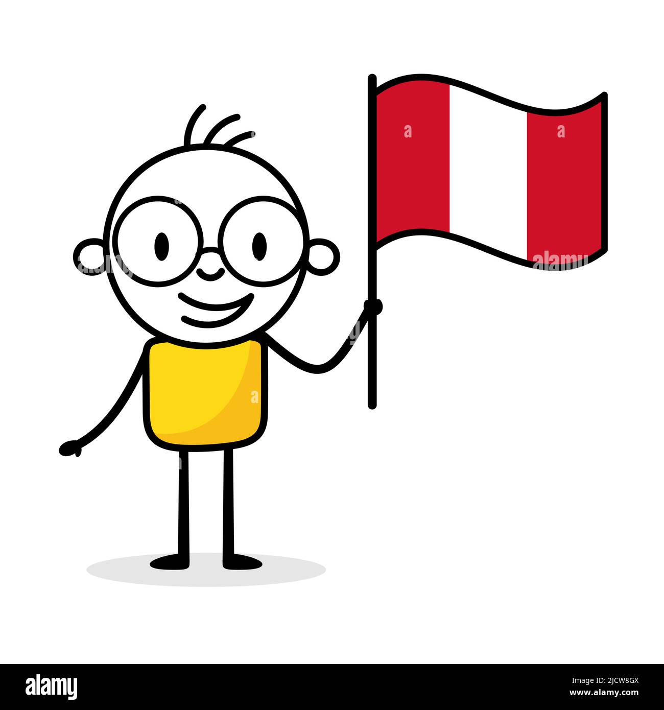Man holding flag of Peru isolated on white background. Hand drawn ...