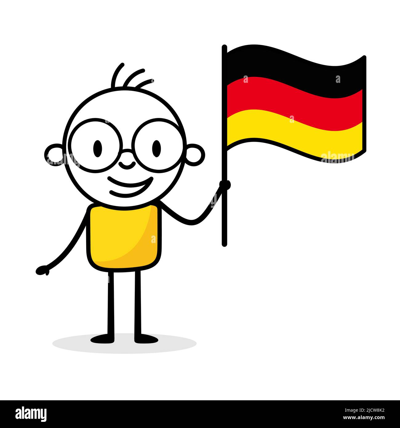 Man holding flag of Germany isolated on white background. Hand drawn ...