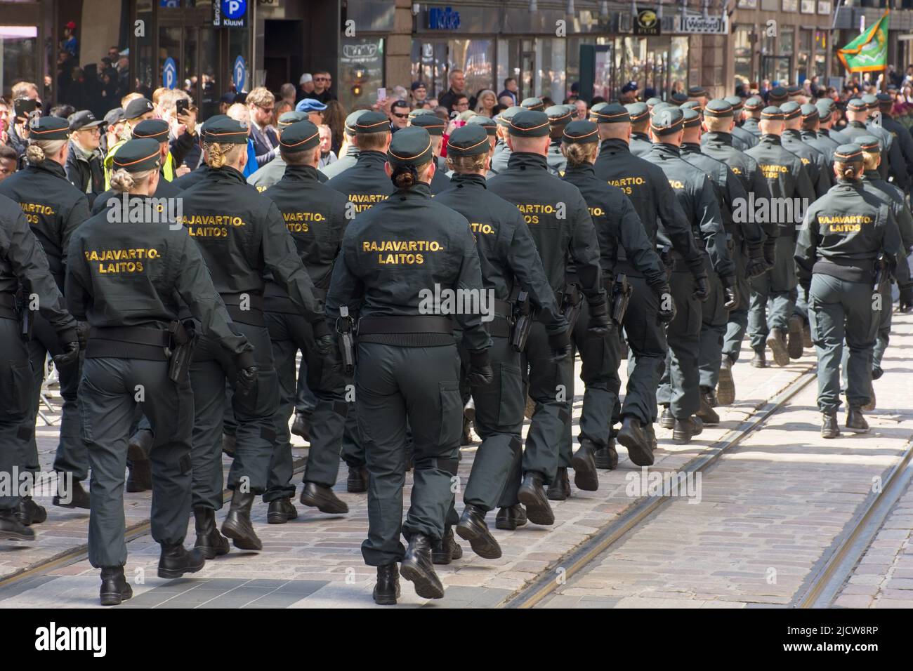 Border guard troops on Aleksanterinkatu street at National Parade on ...