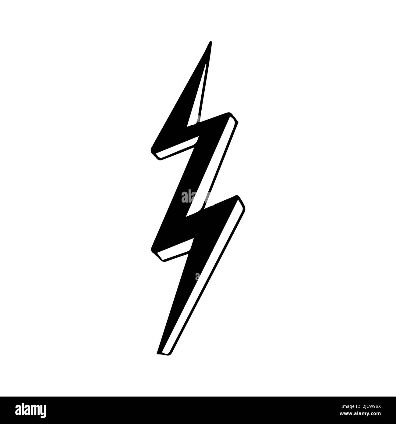 Lighting bolt symbol in doodle style power simple abstract sign ...