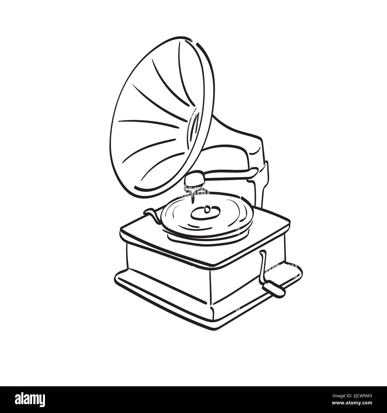 Gramophone illustration vector hand drawn isolated on white background ...