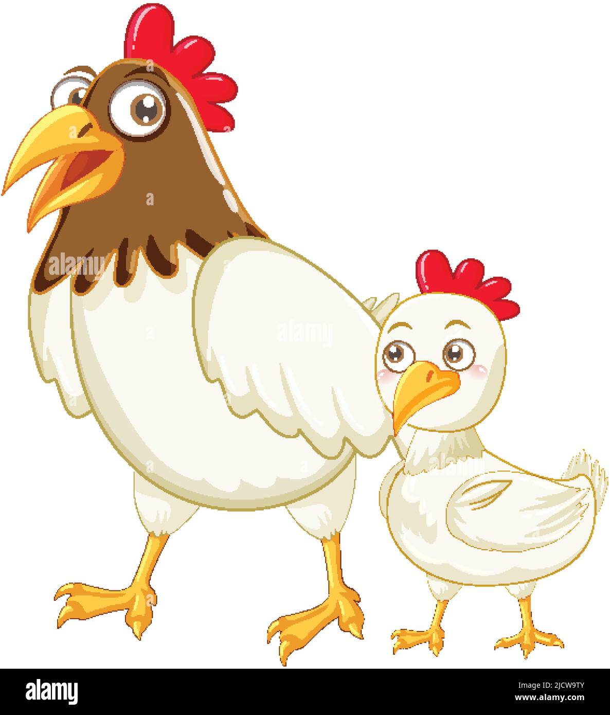 Mother chicken and her baby cartoon animals illustration Stock Vector ...
