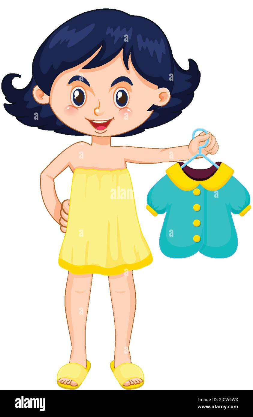 Girl picking up dress on white background illustration Stock Vector ...