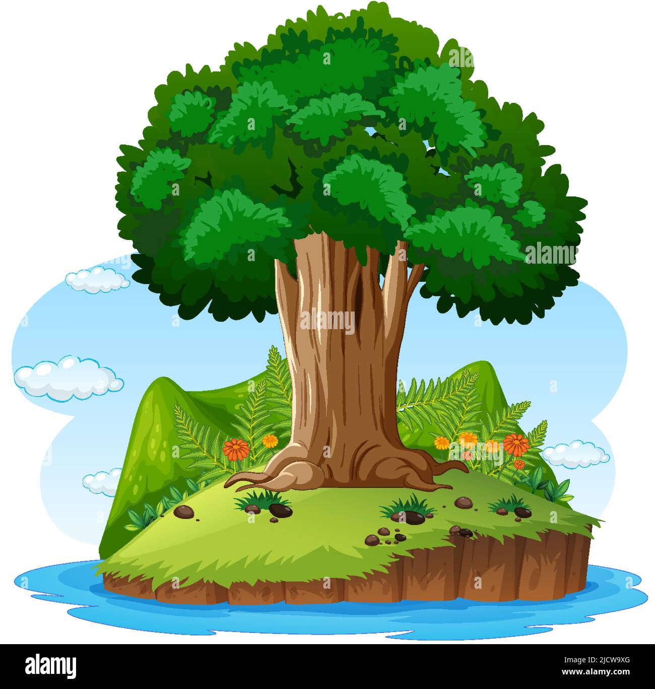 Big tree isolated cartoon illustration Stock Vector Image & Art - Alamy
