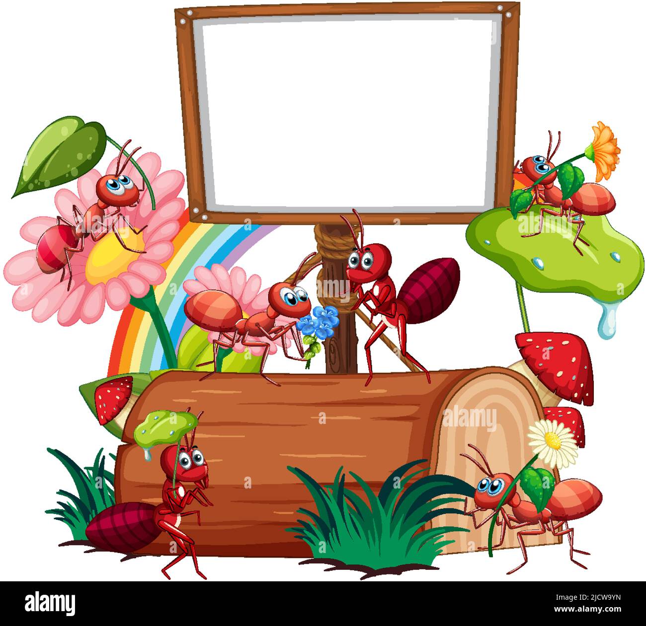 Sign board with ant on white background illustration Stock Vector Image ...