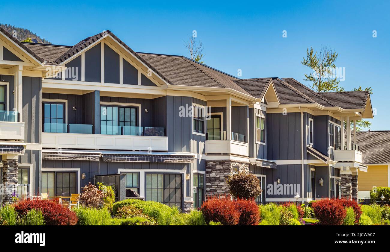 Neighborhood modern houses building in BC, Canada. Canadian modern ...