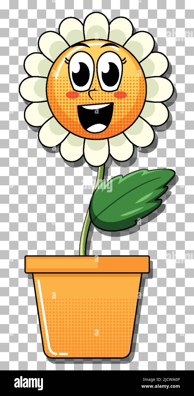 Flower cartoon character in pot illustration Stock Vector Image & Art ...