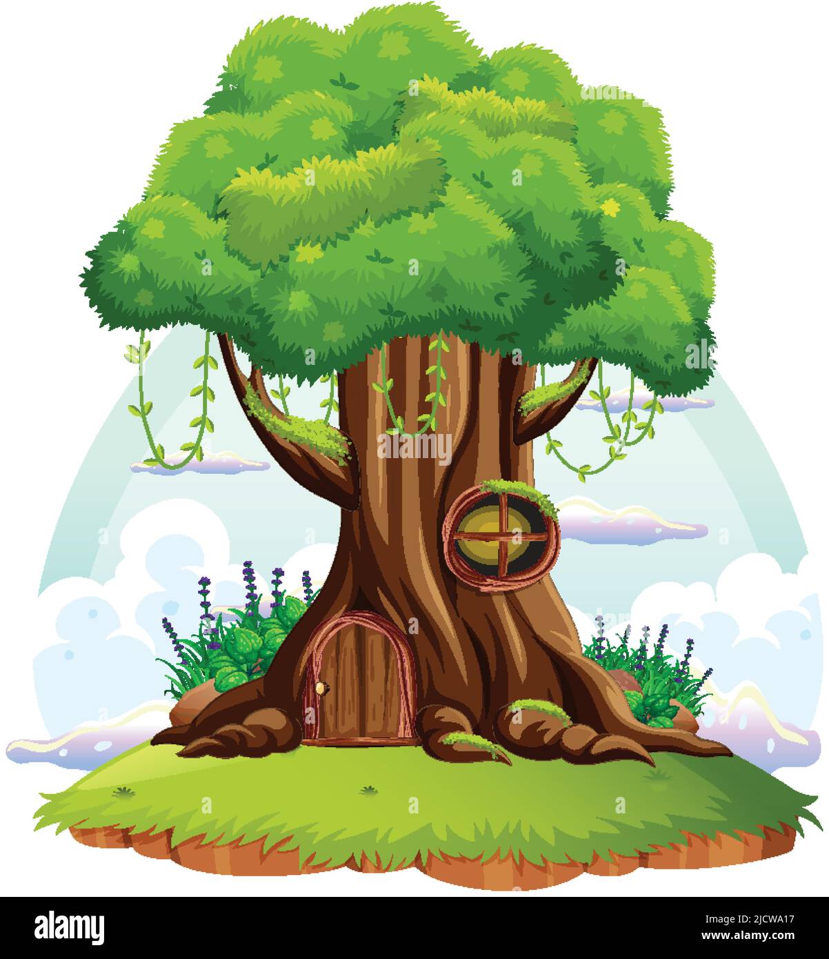 Big tree isolated cartoon illustration Stock Vector Image & Art - Alamy