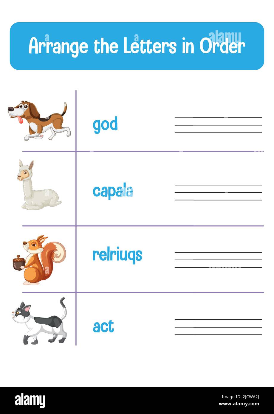 Worksheet design for arranging letters illustration Stock Vector Image ...