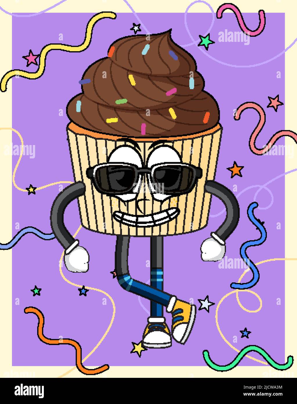 Funny cupcake cartoon character illustration Stock Vector Image & Art ...
