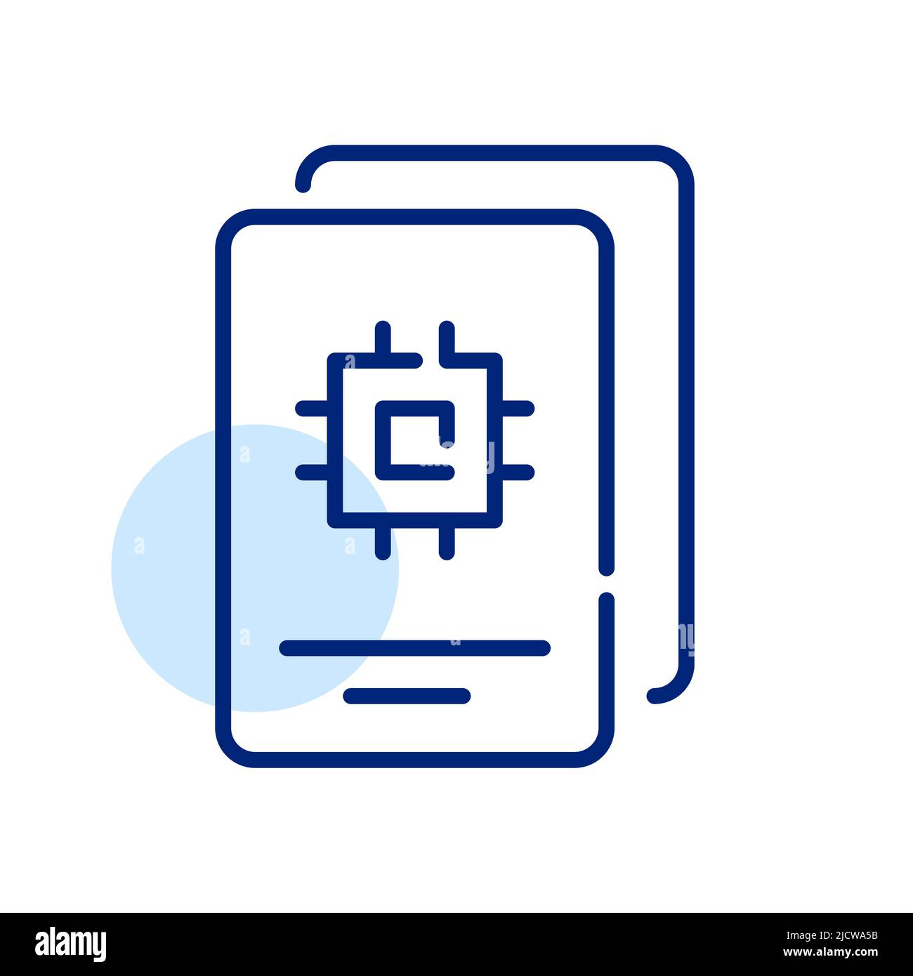 Passport for international travels with CPU chip. Pixel perfect, editable stroke line art icon ...