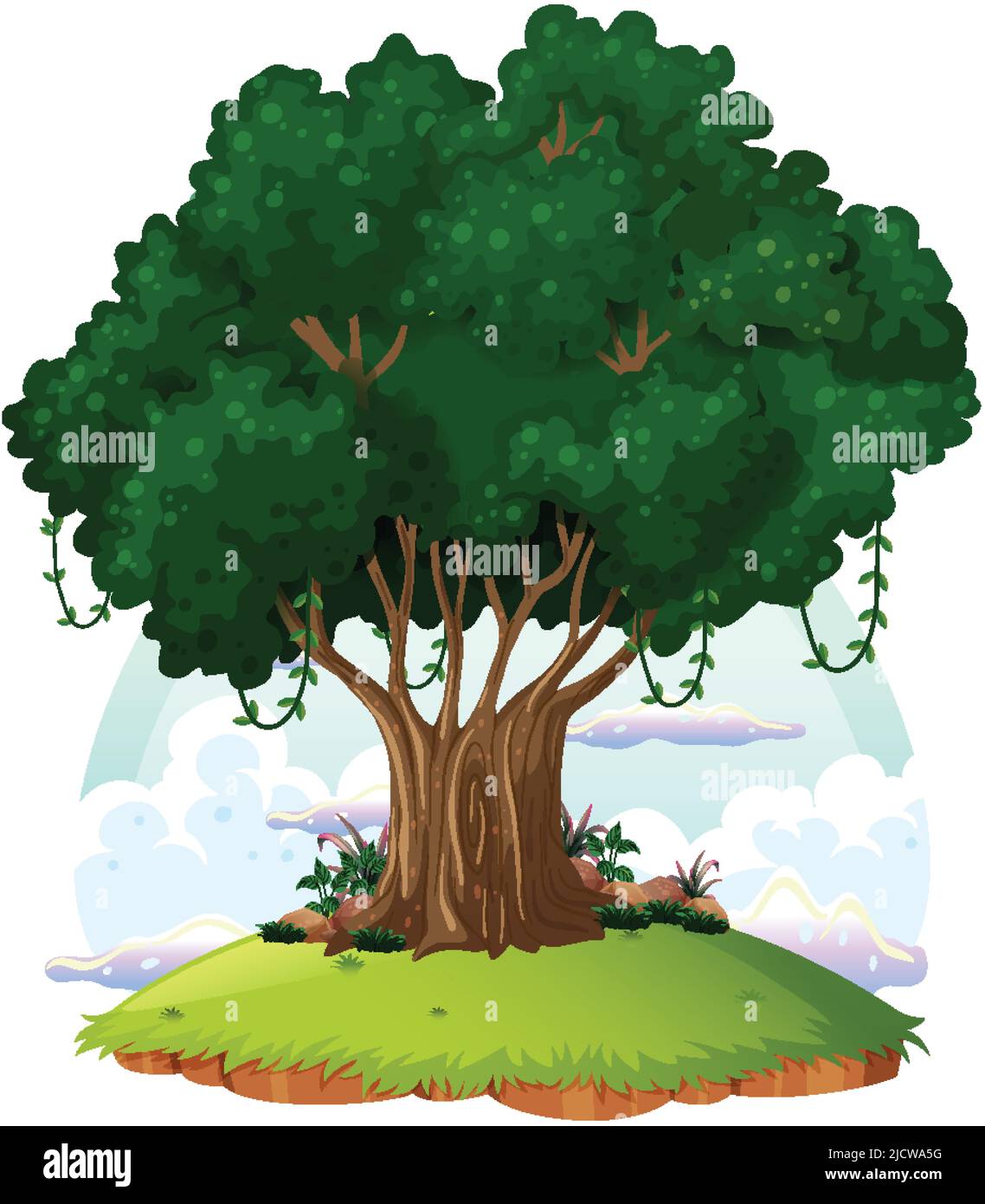 Big tree isolated cartoon illustration Stock Vector Image & Art - Alamy