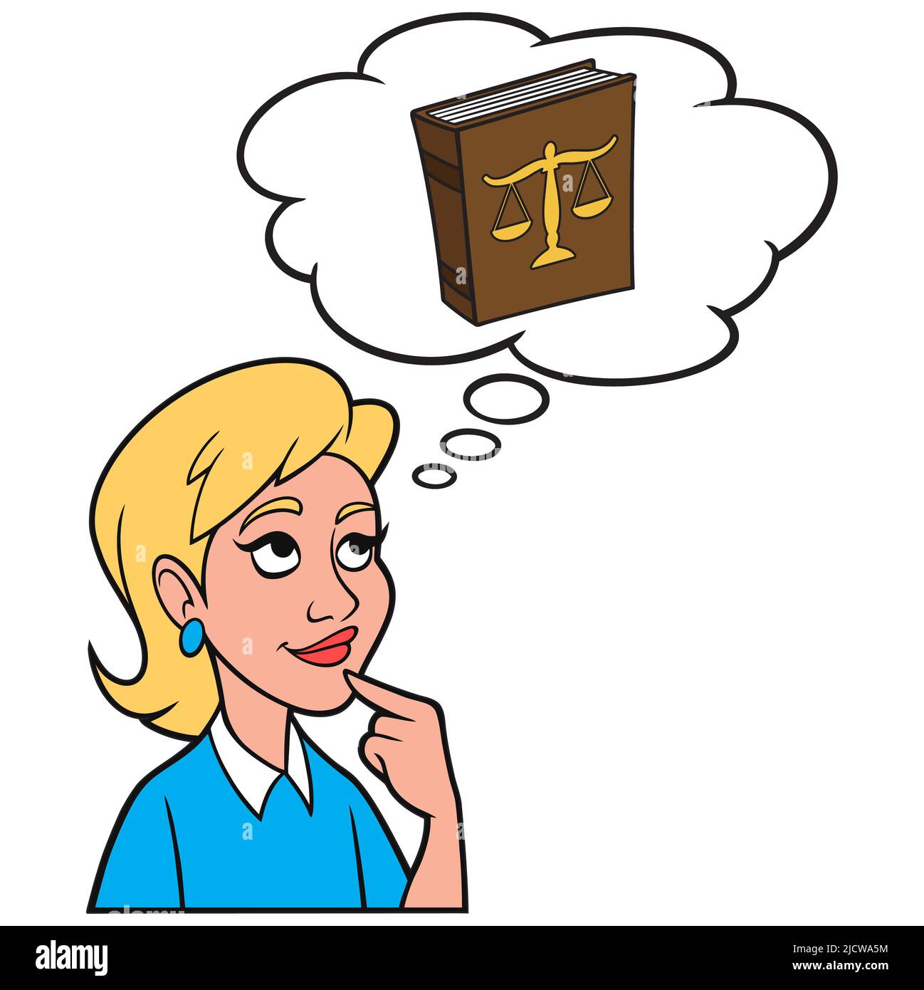 Girl thinking about Law School - A cartoon illustration of a Girl ...
