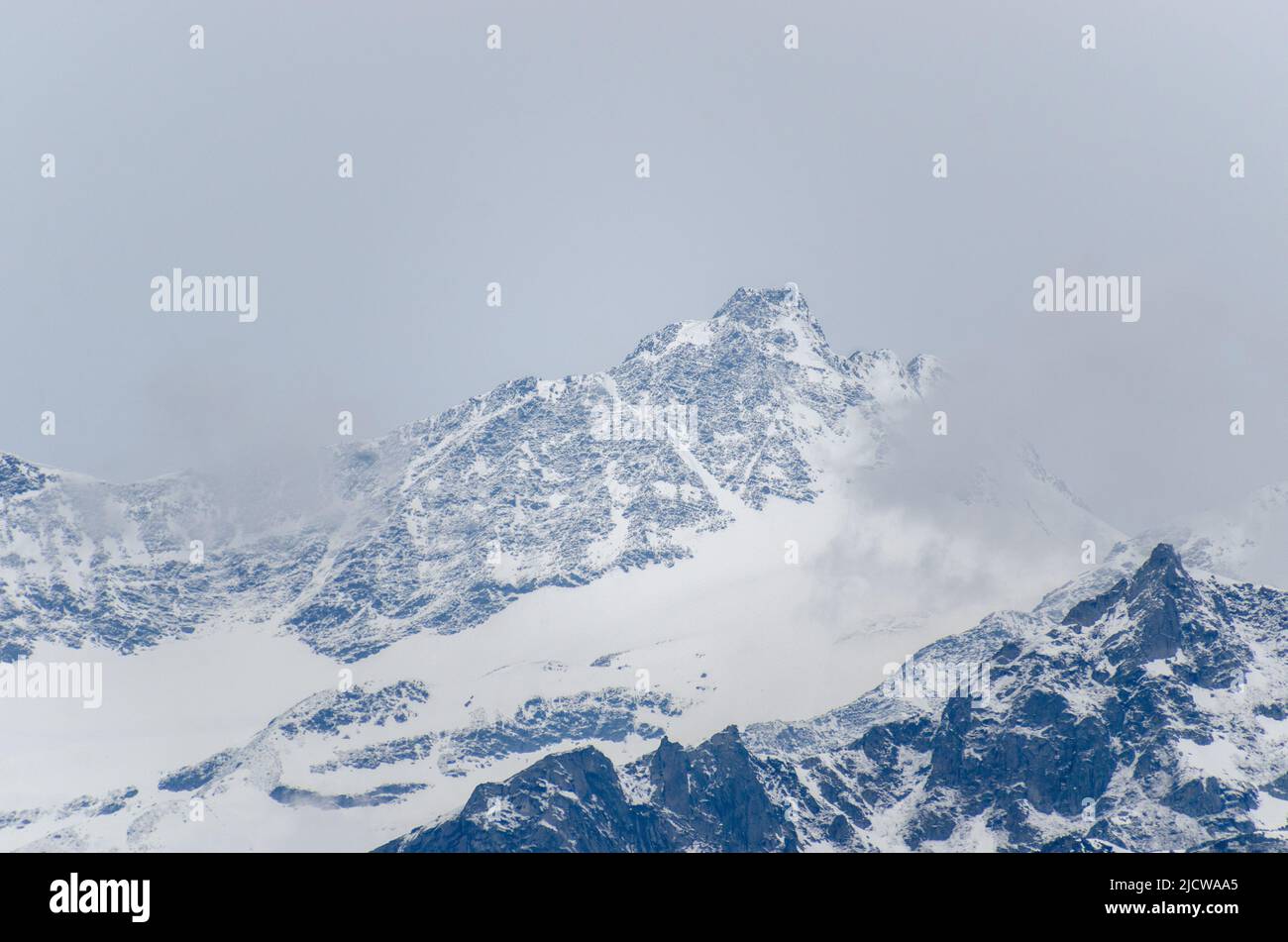 scenic view of top of the snow mountain in Pirpanjal range, manali ...