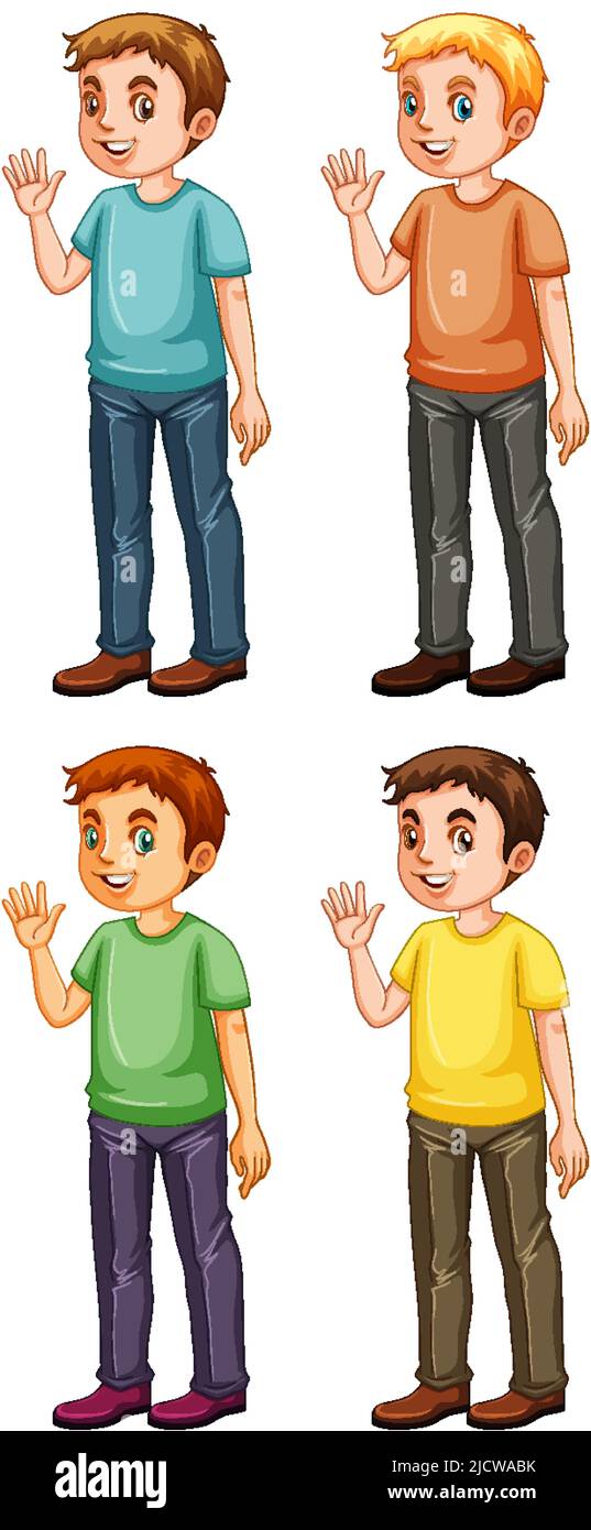 Set of different men waving hand illustration Stock Vector Image & Art ...