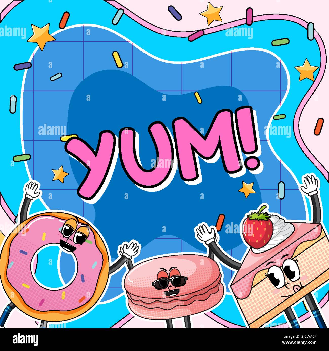 Dessert with Yum word expression comic style illustration Stock Vector ...