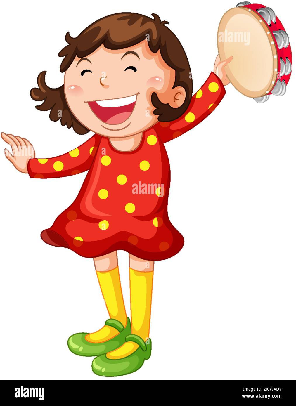 Cute girl cartoon character with music instruments illustration Stock ...