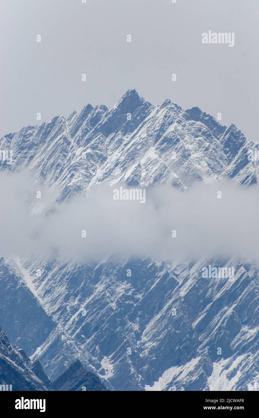 scenic view of top of the snow mountain in Pirpanjal range, manali ...