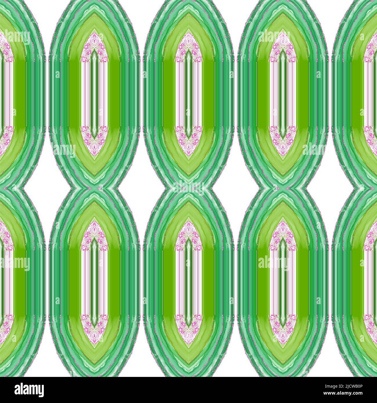 Quartz stone hand painted design in green with pink detail on white ...