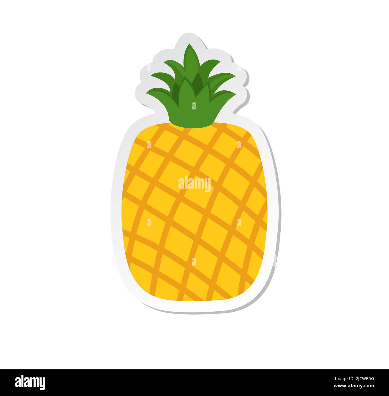 Yellow pineapple tropical sweet fruit. Sticker. Ripe pineapple clipart ...