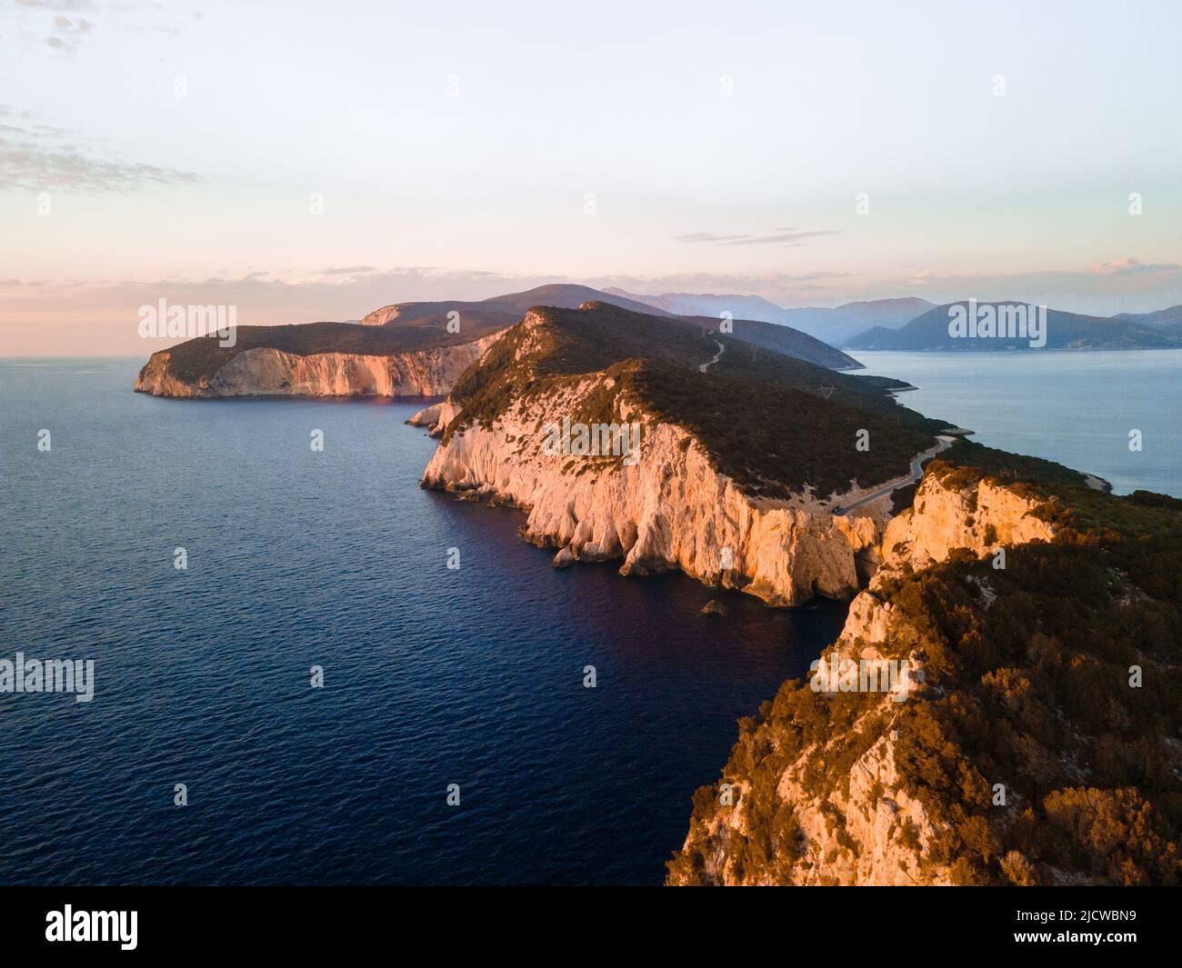aerial view of Lefkada island lighthouse at the cliff copy space Stock ...