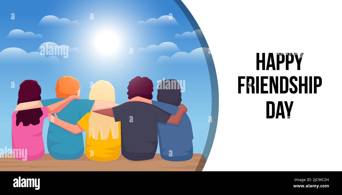 flat happy friendship day background illustration Stock Vector Image ...