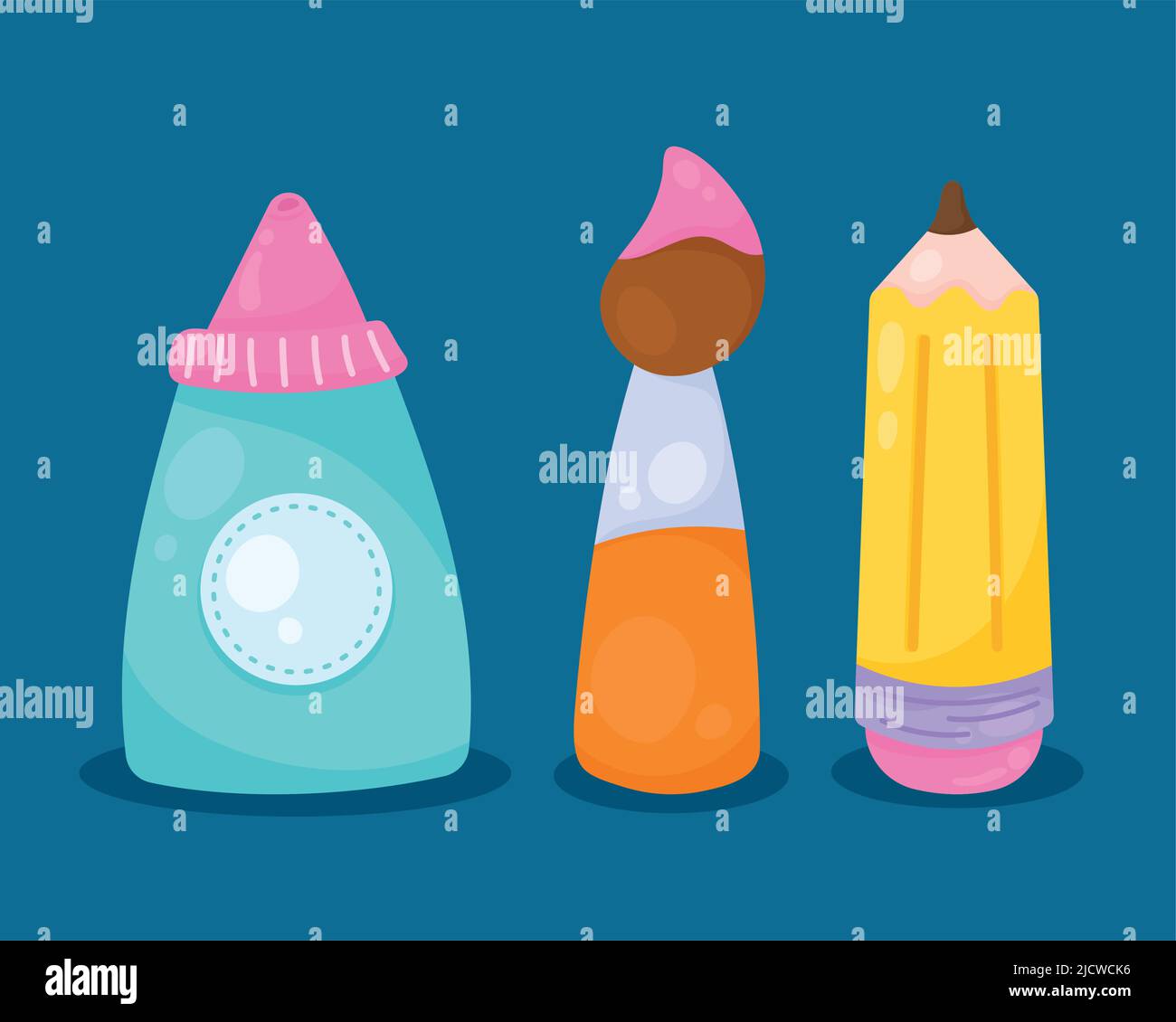three school supplies set icons Stock Vector Image & Art - Alamy