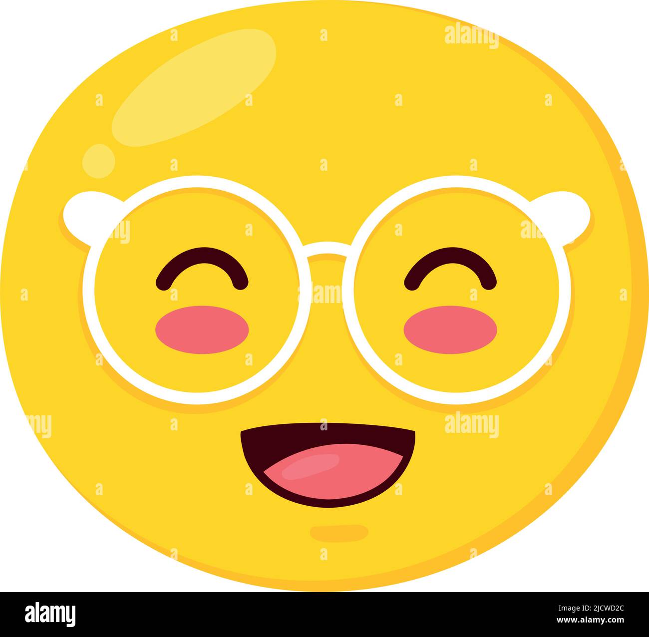 Emoji With Glasses Kawaii Character Stock Vector Image And Art Alamy