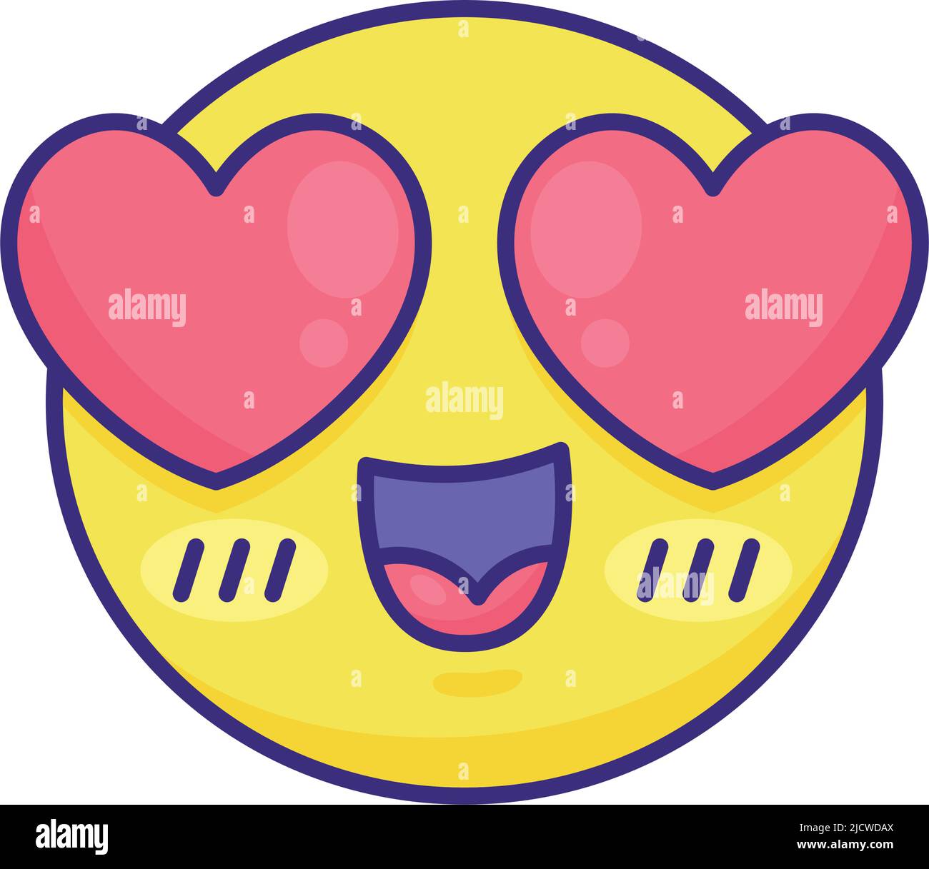 lovely emoticon with hearts icon Stock Vector Image & Art - Alamy