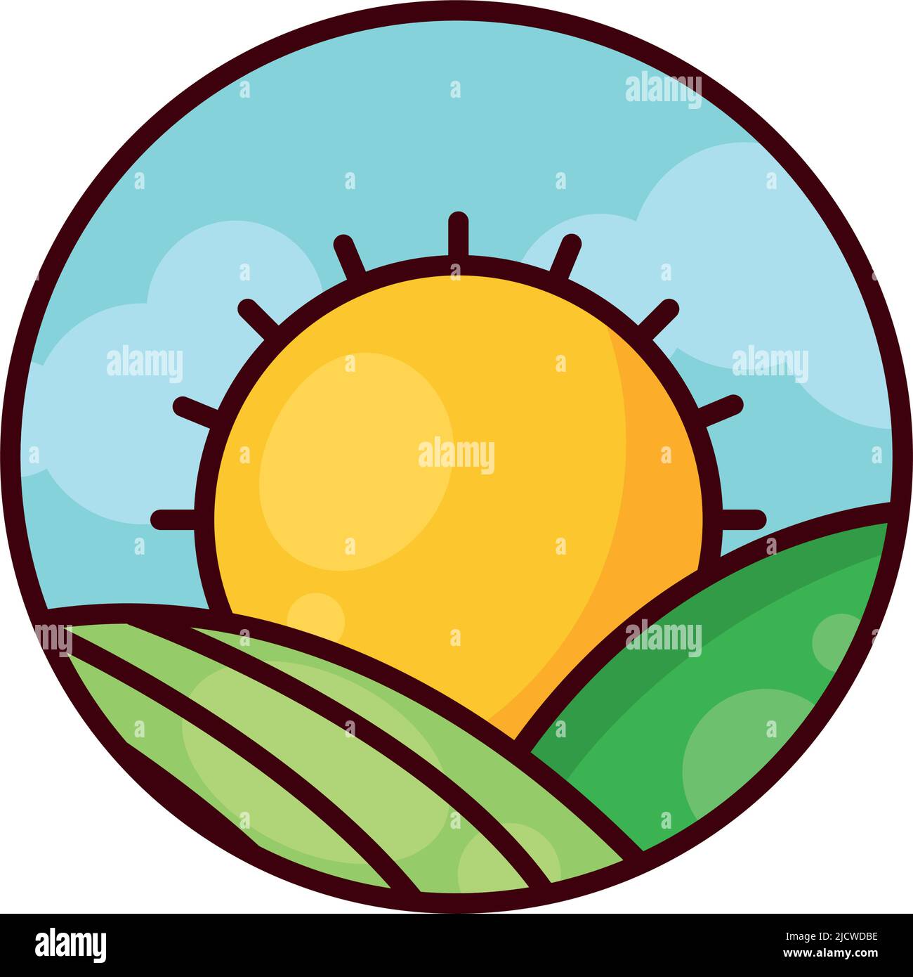 field and sun farm icon Stock Vector Image & Art - Alamy