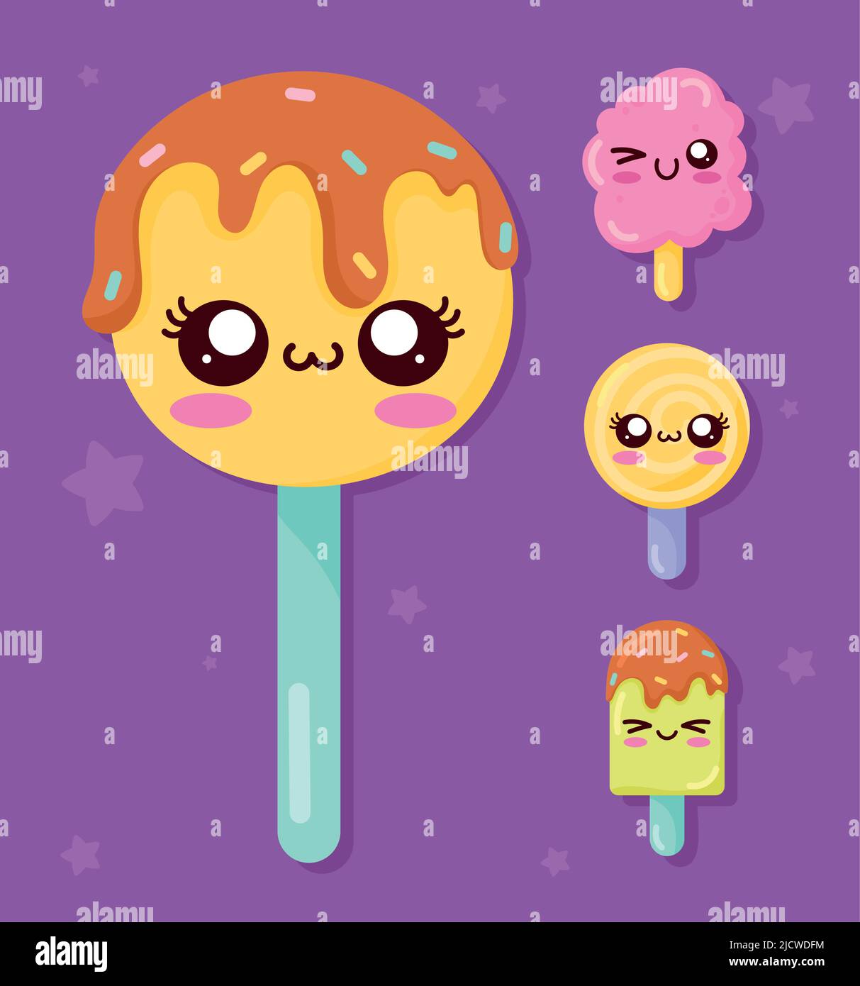 four kawaii sweet food characters Stock Vector Image & Art - Alamy