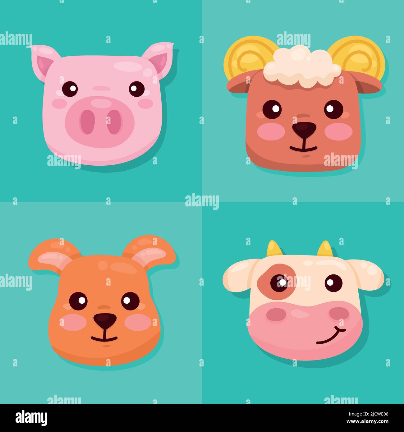 four farm animals heads characters Stock Vector Image & Art - Alamy