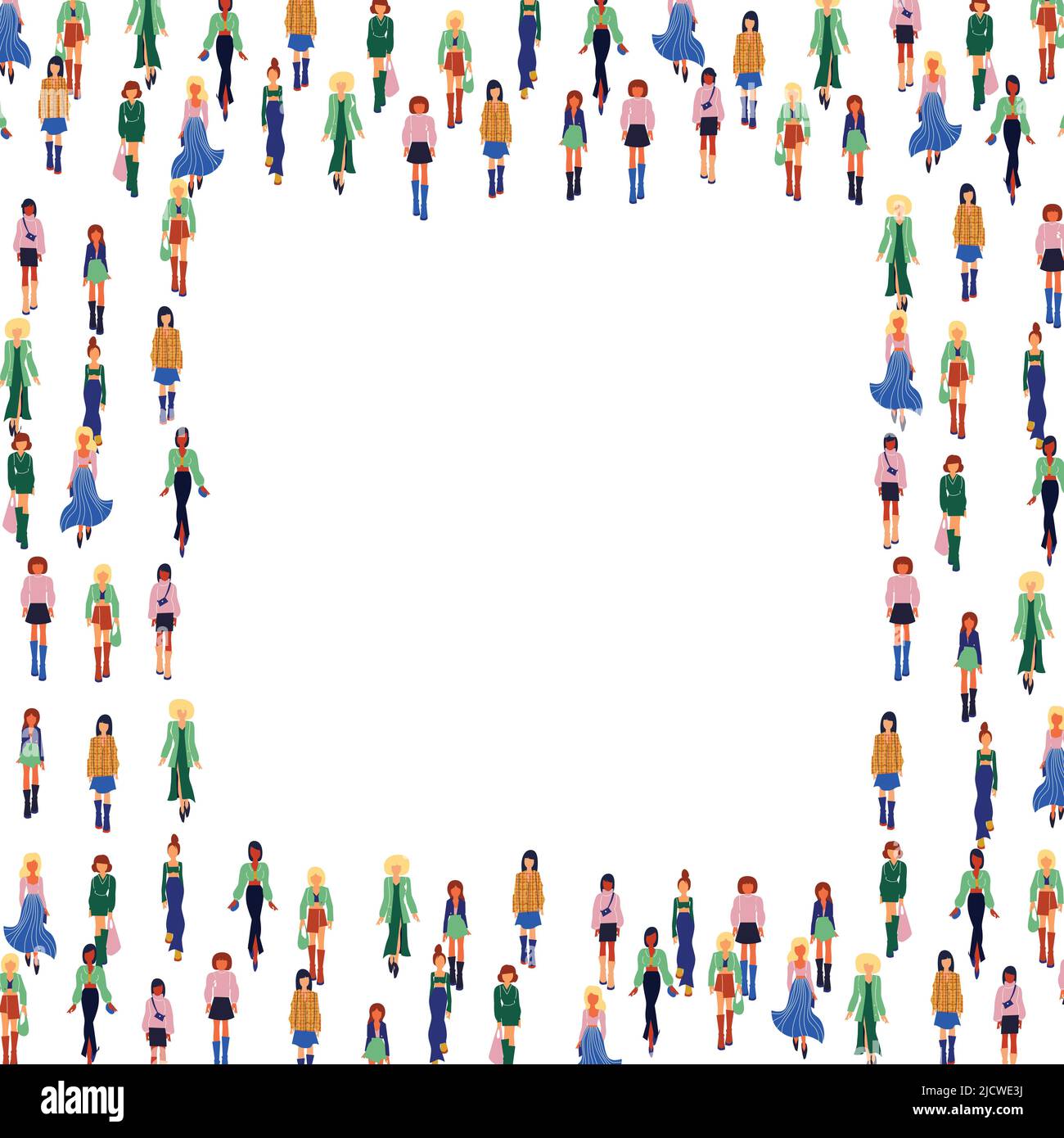 Women in trendy clothes. Fashion flat style vector frame Stock Vector ...