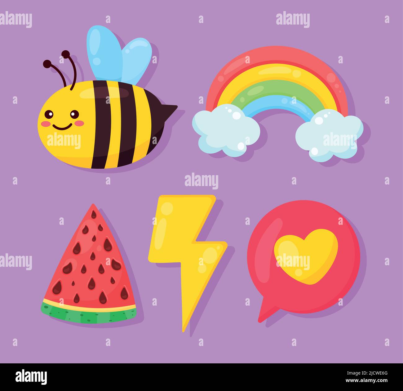 Five Cute Designs Set Icons Stock Vector Image And Art Alamy
