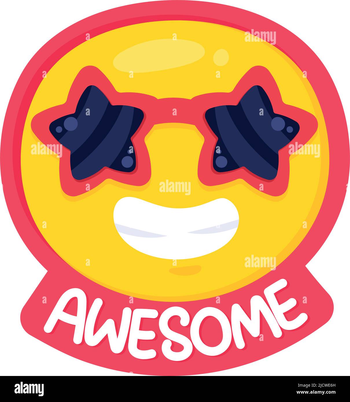 awesome smiling emoticon positive sticker Stock Vector Image & Art - Alamy