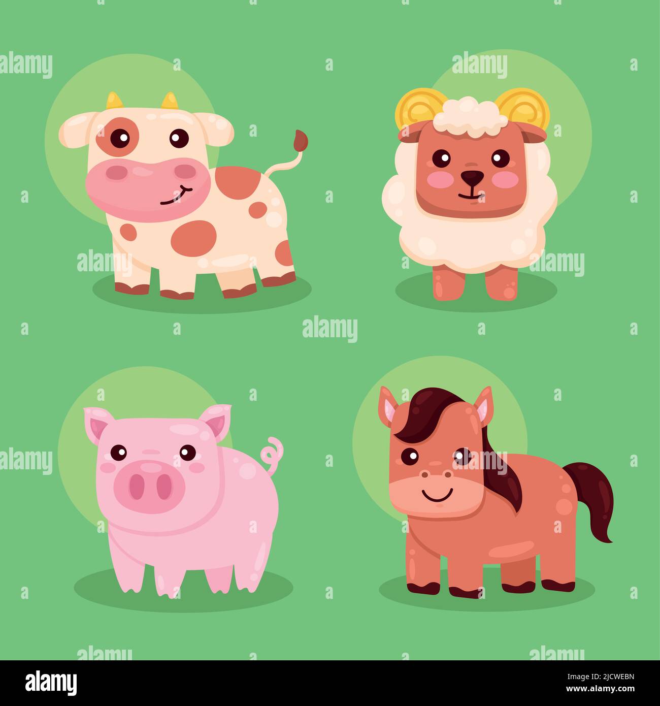 four farm animals cute characters Stock Vector Image & Art - Alamy