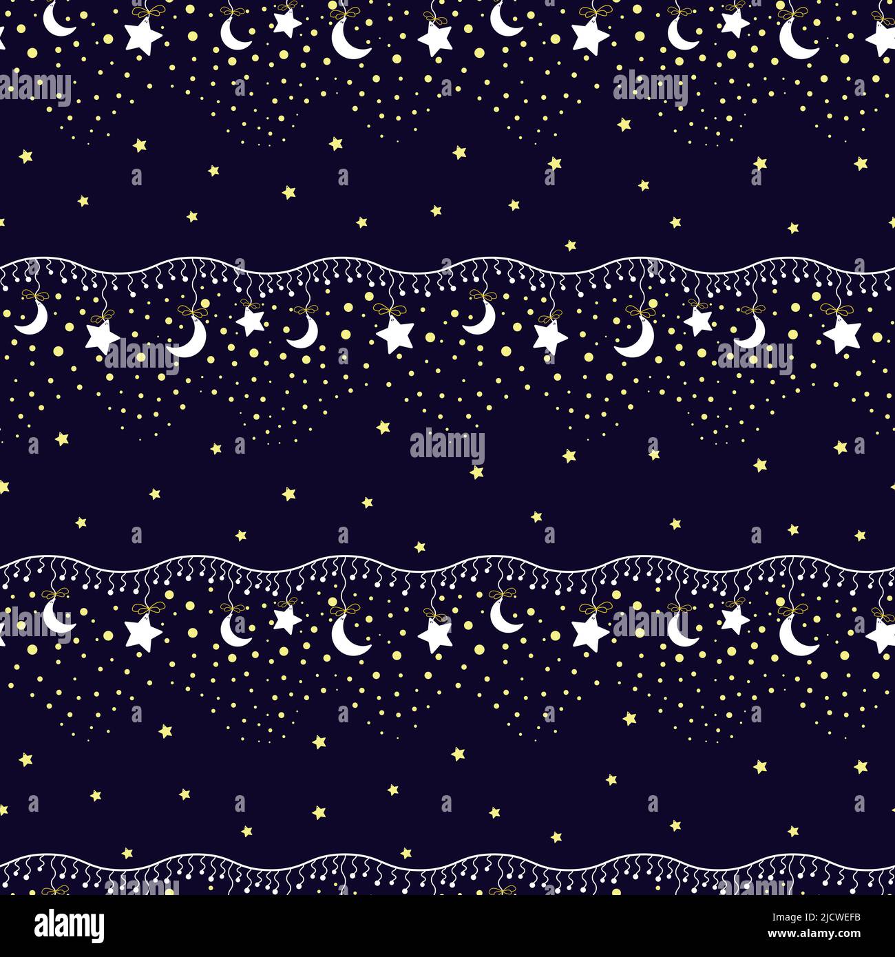 Night sky with stars and moon vector pattern for kids products, textile ...