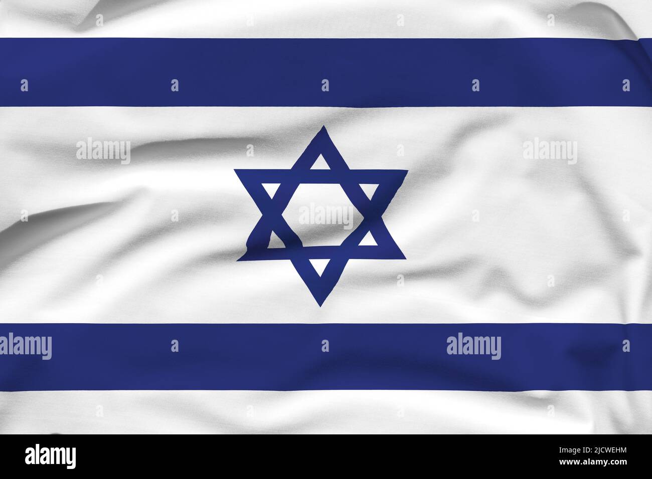 Israel national flag, folds and hard shadows on the canvas Stock Photo ...