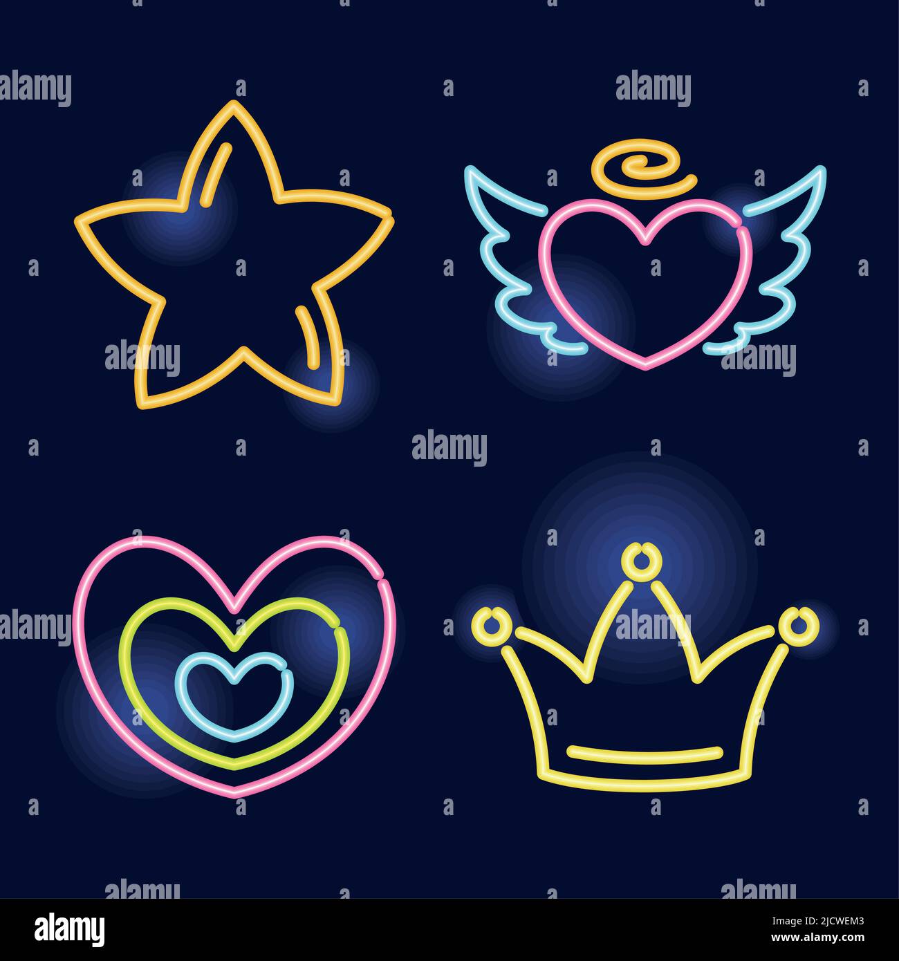 four neon lights set icons Stock Vector Image & Art - Alamy