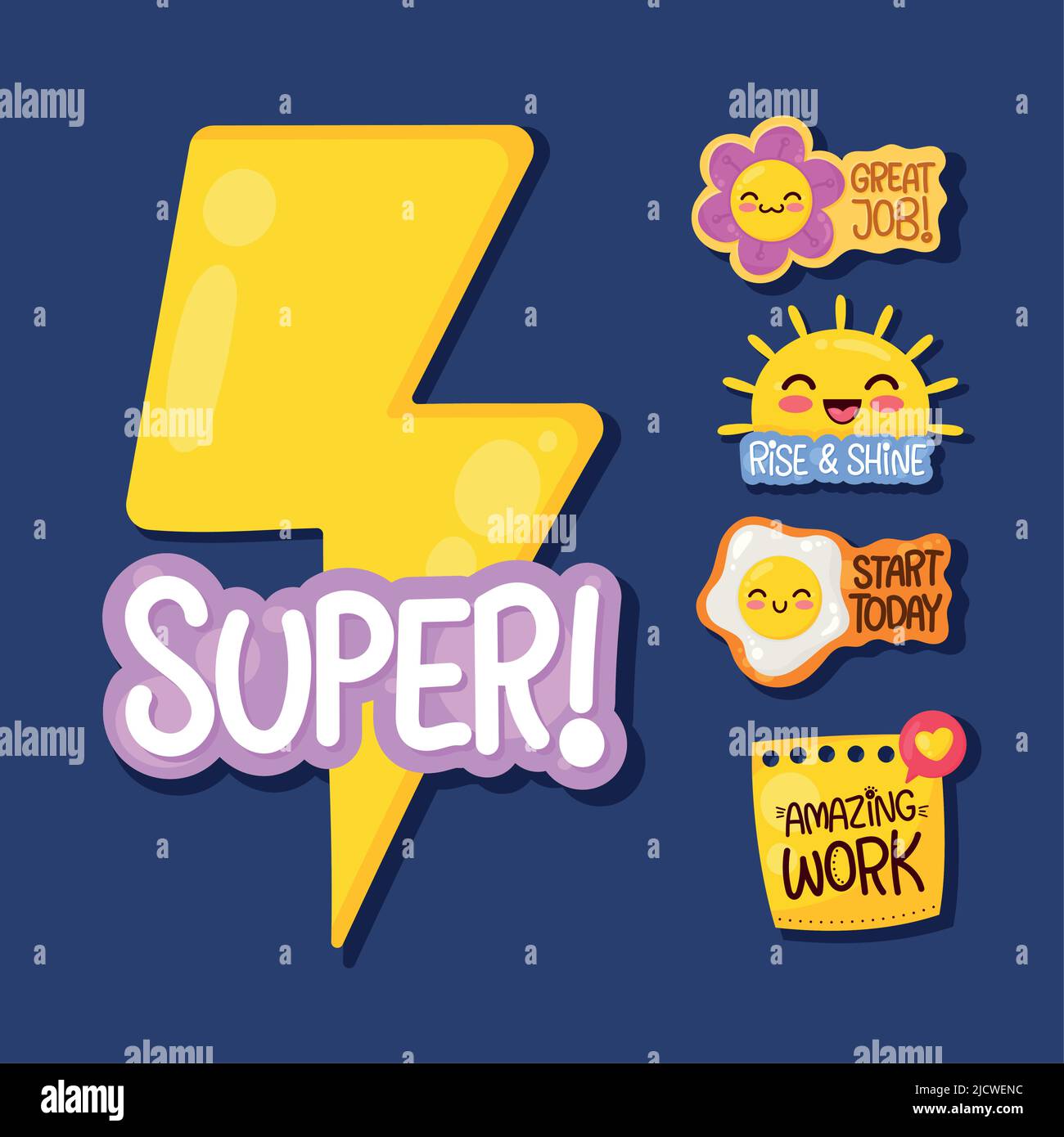 five positive messages set stickers Stock Vector Image & Art - Alamy