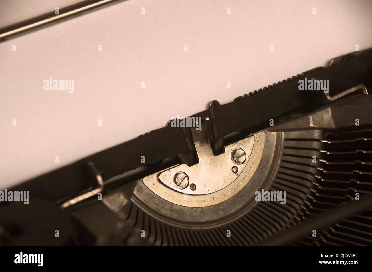 Side view of an old typewriter in vintage color. Copy space Stock Photo ...
