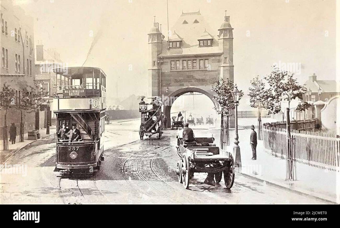 Vintage london tram poster hi-res stock photography and images - Alamy