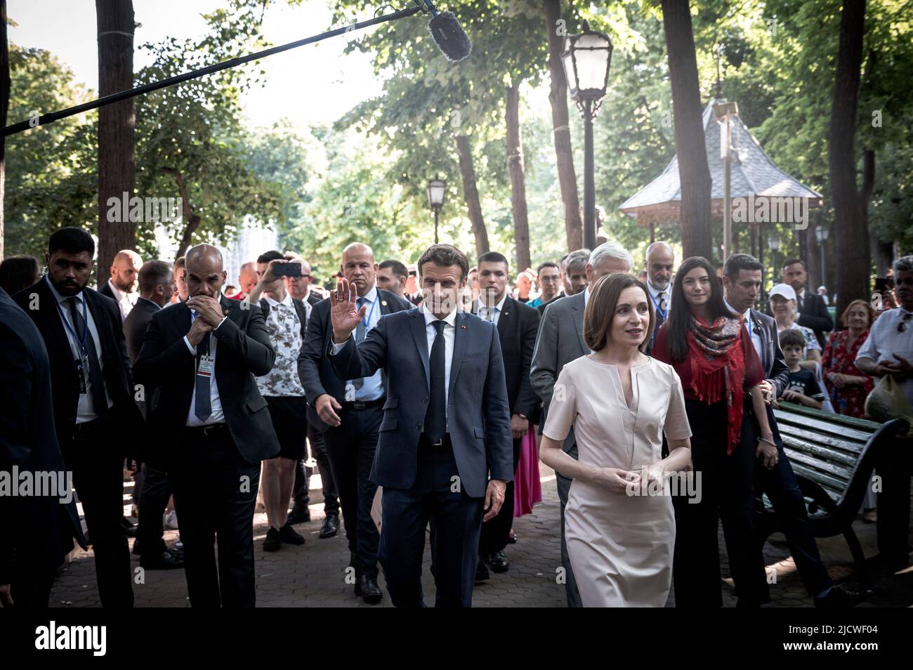 Walk of Emmanuel MACRON and Maia SANDU, President of Moldova, in the ...