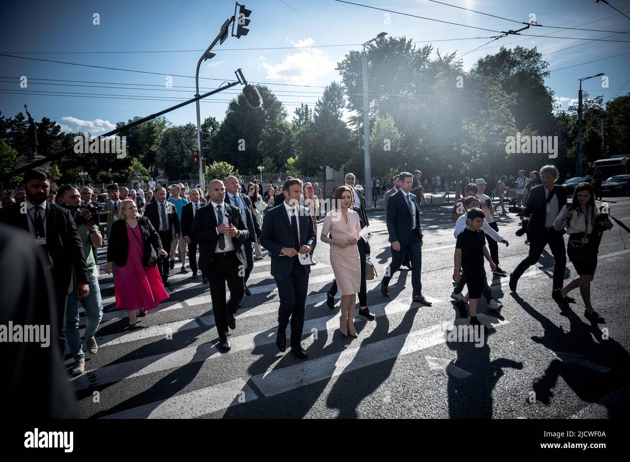 Walk of Emmanuel MACRON and Maia SANDU, President of Moldova, in the ...