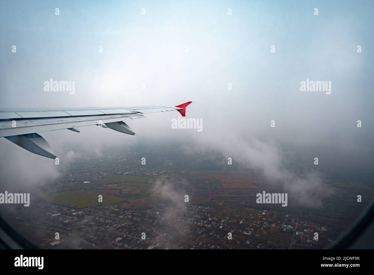 View through window of aircraft during flight Stock Photo - Alamy