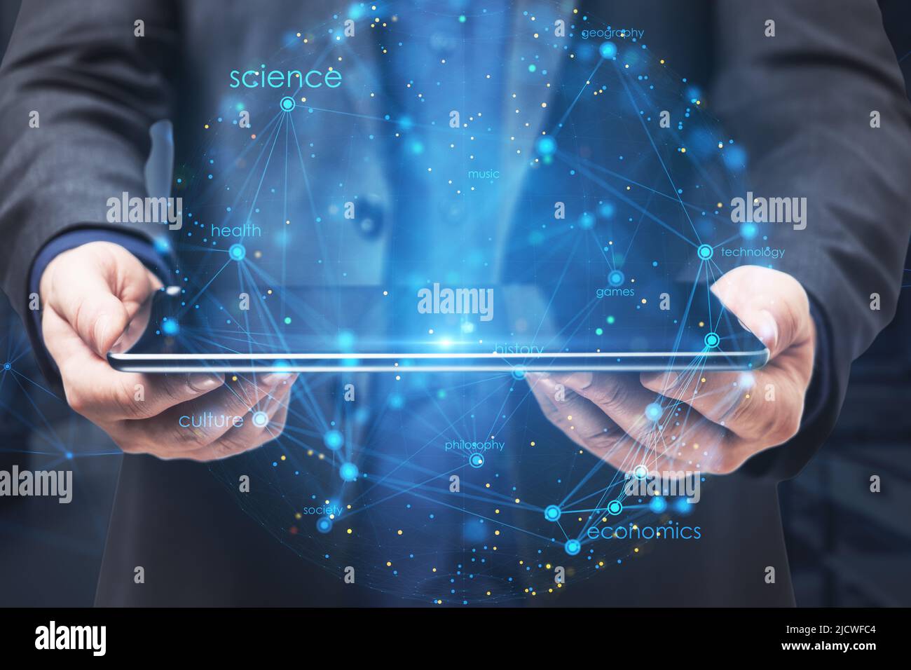 Cyberspace network and big data visualization concept with digital ...