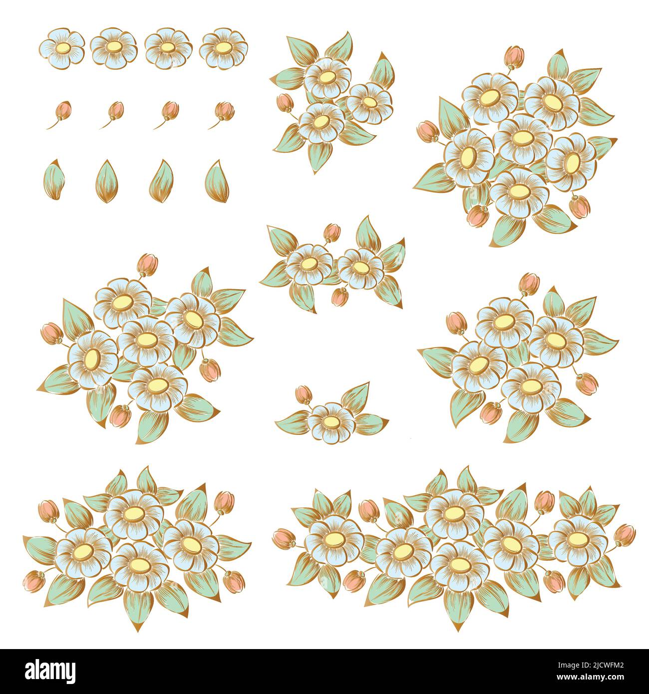 Pastel flowers hand draw set Stock Vector Image & Art - Alamy