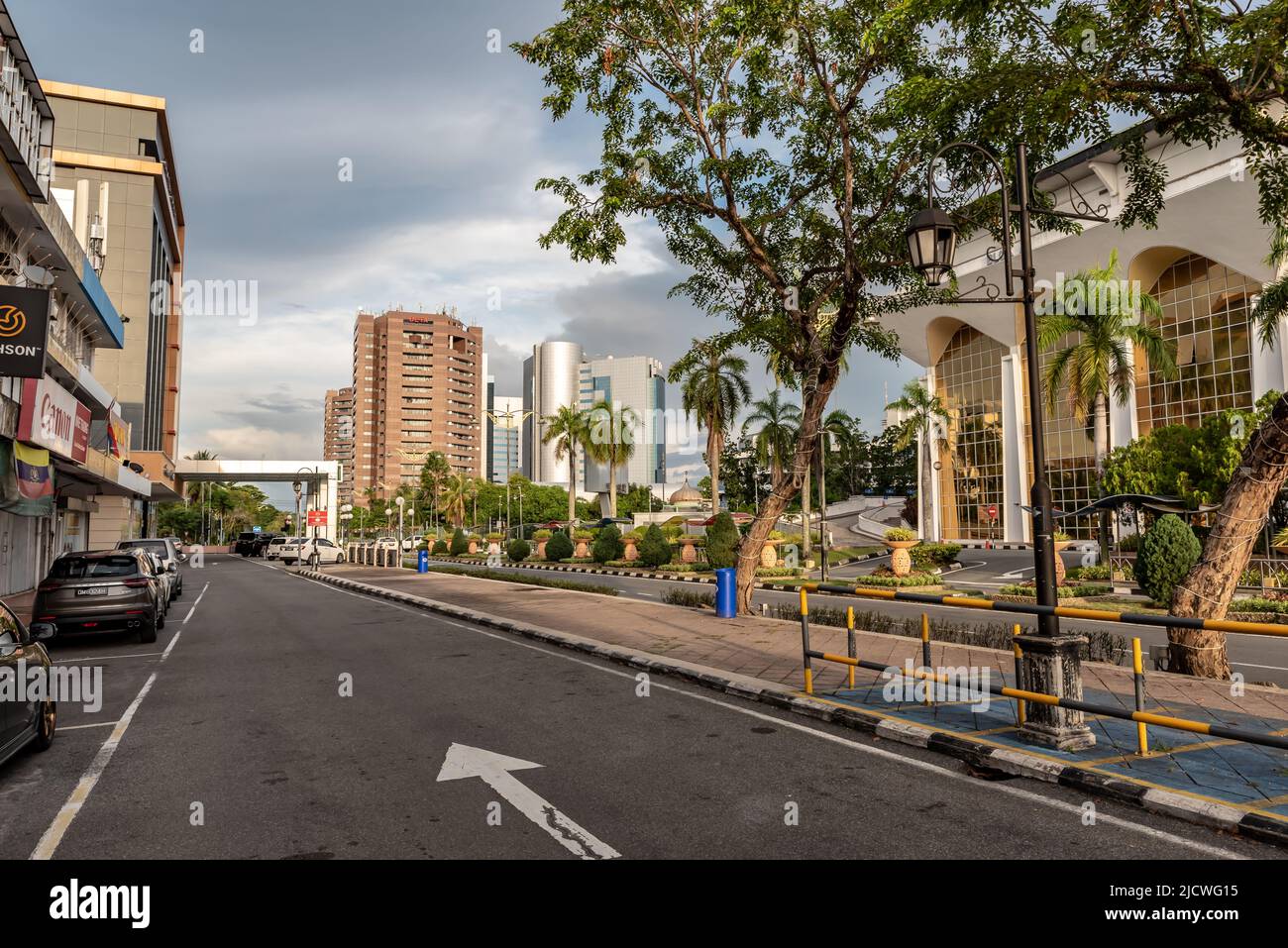 Labuan, Malaysia-June 06, 2021: View of the street in center of the ...