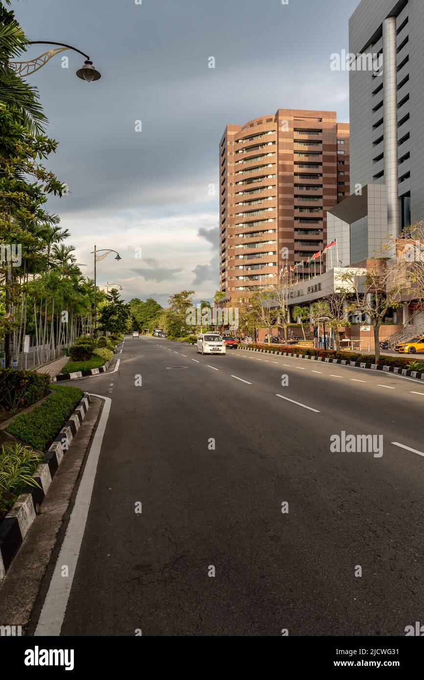 Labuan, Malaysia-June 06, 2021: View of the street in center of the ...