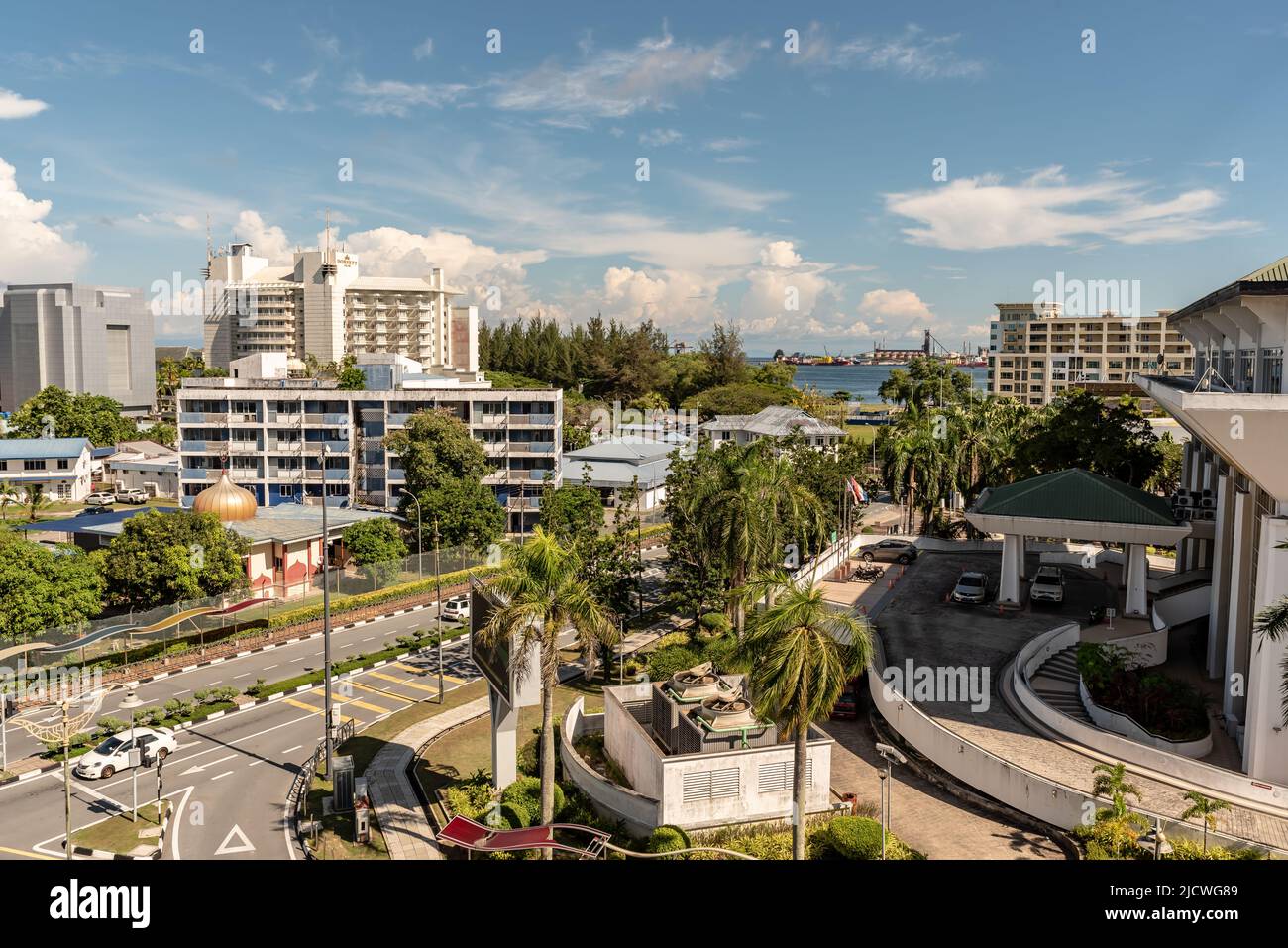 Labuan, Malaysia-June 06, 2021: View of the street in center of the ...